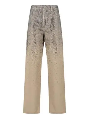 GOLDEN GOOSE Straight Leg Rhinestone Jeans - Beige