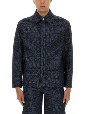 Fendi Ff Jacquard Denim Shirt - Blue