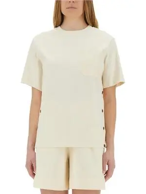 Moncler T-shirt With Side Buttons - Ivory