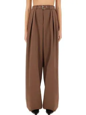 Dries Van Noten Wide-Leg Trousers With Belt Brown
