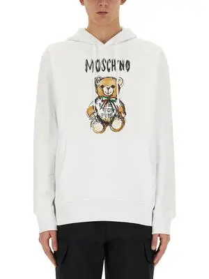Moschino Teddy Print Cotton Sweatshirt - White