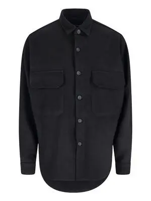 WHITE SAND Wool Blend Shirt Black