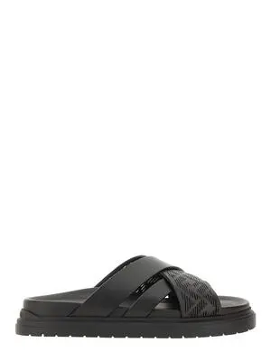 Fendi Criss-cross Slide Sandal - Black