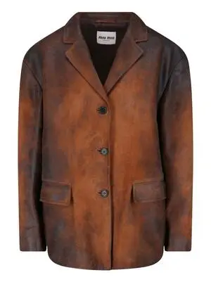 Miu Miu Waxed Suede Jacket - Brown