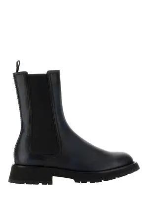 Alexander McQueen Leather Chelsea Boots Charcoal