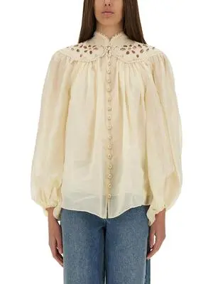 Zimmermann Embroidered Blouse "coco - Ivory