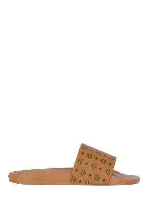 Mcm Monogram Slide Sandals - Brown