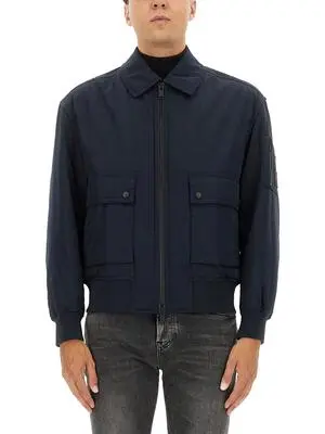 Hugo Boss Bomber Jacket With Removable Lining Blue