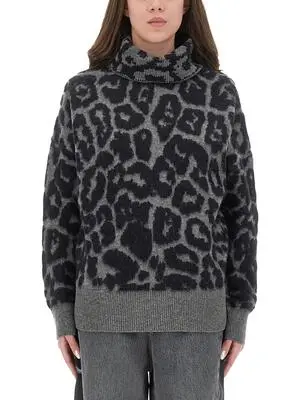 Stella McCartney Wool And Alpaca Leopard Sweater - Black