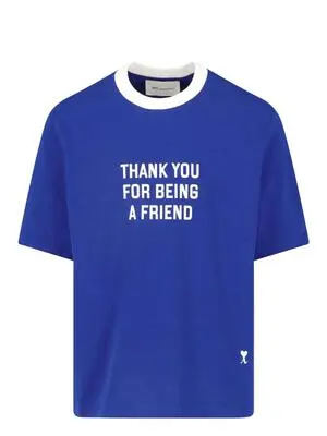 REPRESENT Ami Printed Cotton T-shirt - Blue