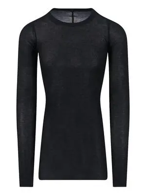 Rick Owens Ribbed Long Sleeve Sweater - Black