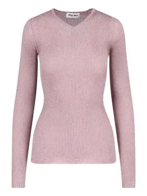 Miu Miu Ribbed Sweater - Pink