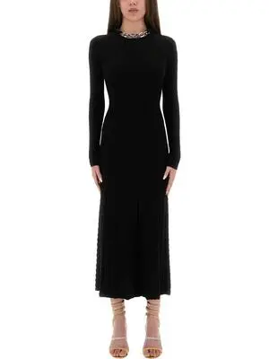 Rabanne Long Wool Slim Fit Dress - Black