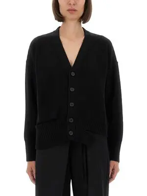 MAISON MARGIELA Wool Knit Relaxed Fit Cardigan - Black