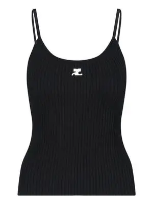 COURREGES Ribbed Tank Top - Black