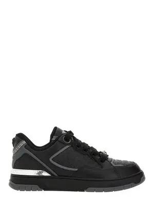 Versace Low Top Sneaker With Greek Key Detailing - Black