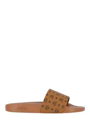 Mcm Visetos Slide Sandals - Brown