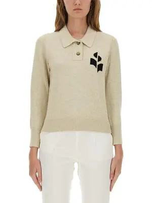 MARANT ETOILE Polo Shirt With Logo - Beige