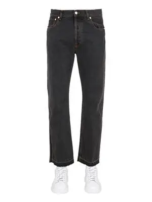 Alexander McQueen Raw Cut Straight Leg Jeans - Black