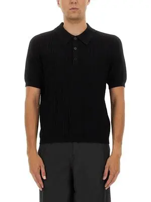 Balmain Knitted Polo - Black