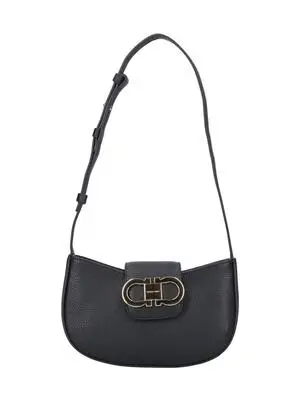 FERRAGAMO Double Gancini Mini Bag - Black