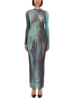 Jean Paul Gaultier Water Mesh Long Dress - Azure