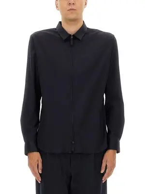 Giorgio Armani Cotton Zipper Shirt - Blue