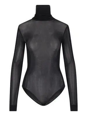 MAISON MARGIELA Sheer Turtleneck Bodysuit - Black