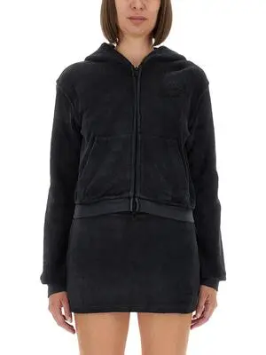 Alexander Wang Cotton Terry Zip-up Sweatshirt - Black