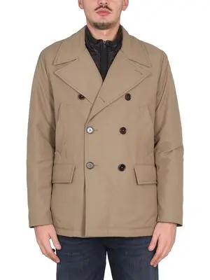 FAY Double Front Pea Coat - Beige