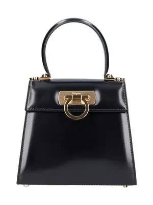 FERRAGAMO Gancini Top Handle Bag - Black