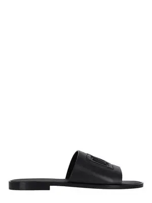 Dolce & Gabbana Leather Slide Sandals - Black