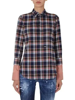 Dsquared2 Flannel Button Down Shirt - Blue