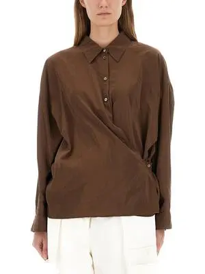 LEMAIRE Straight Twisted Collar Shirt - Brown