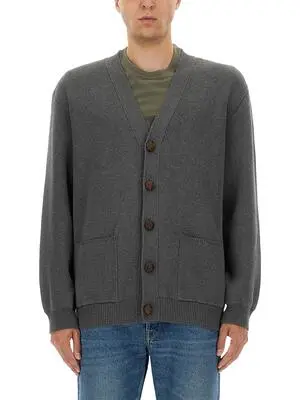 Golden Goose Logo Lapel Cardigan - Grey