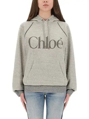 Chloé Oversized Logo Hoodie - Grey