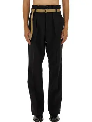 MAISON MARGIELA Pants With Pleats And Belt - Black