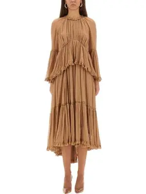 Zimmermann Hypnotic Peplum Ruffle Dress - Beige