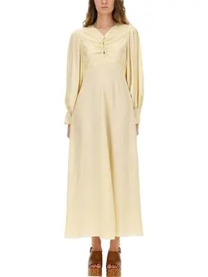 Chloé Ruched Silk Dress - Yellow