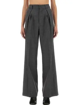 MAISON MARGIELA Wool Wide Leg Trousers - Grey