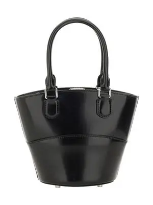SELF-PORTRAIT Leather Tote Bag With Charm Black