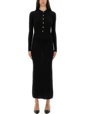 Versace Wool Button Detailed Dress - Black