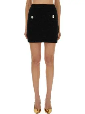 Balmain Tweed Mini Skirt - Black