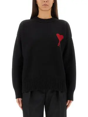 Ami Wool Logo Sweater - Black