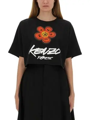Kenzo Cropped 'futura' T-shirt - Black