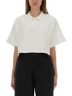 Alexander Wang Cropped Jersey Polo Shirt - White