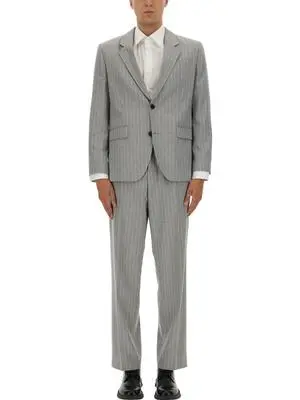 Hugo Slim Fit Suit With Striped Pattern - Grey