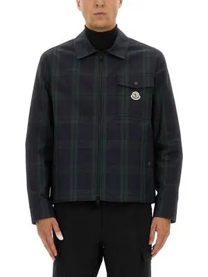 Moncler Checked Cotton Gabardine Shirt Jacket - Black