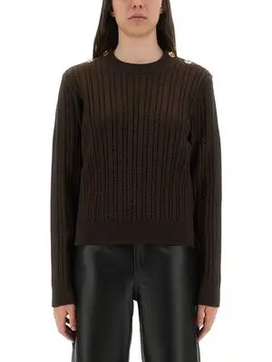 Golden Goose Wool Sweater With Button Detail - Brown
