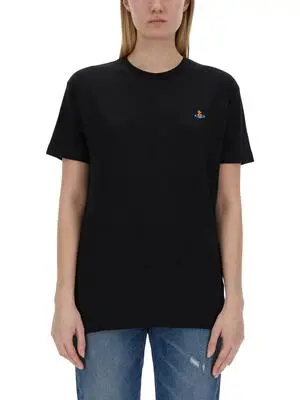 VIVIENNE WESTWOOD Orb Embroidered T-shirt - Black